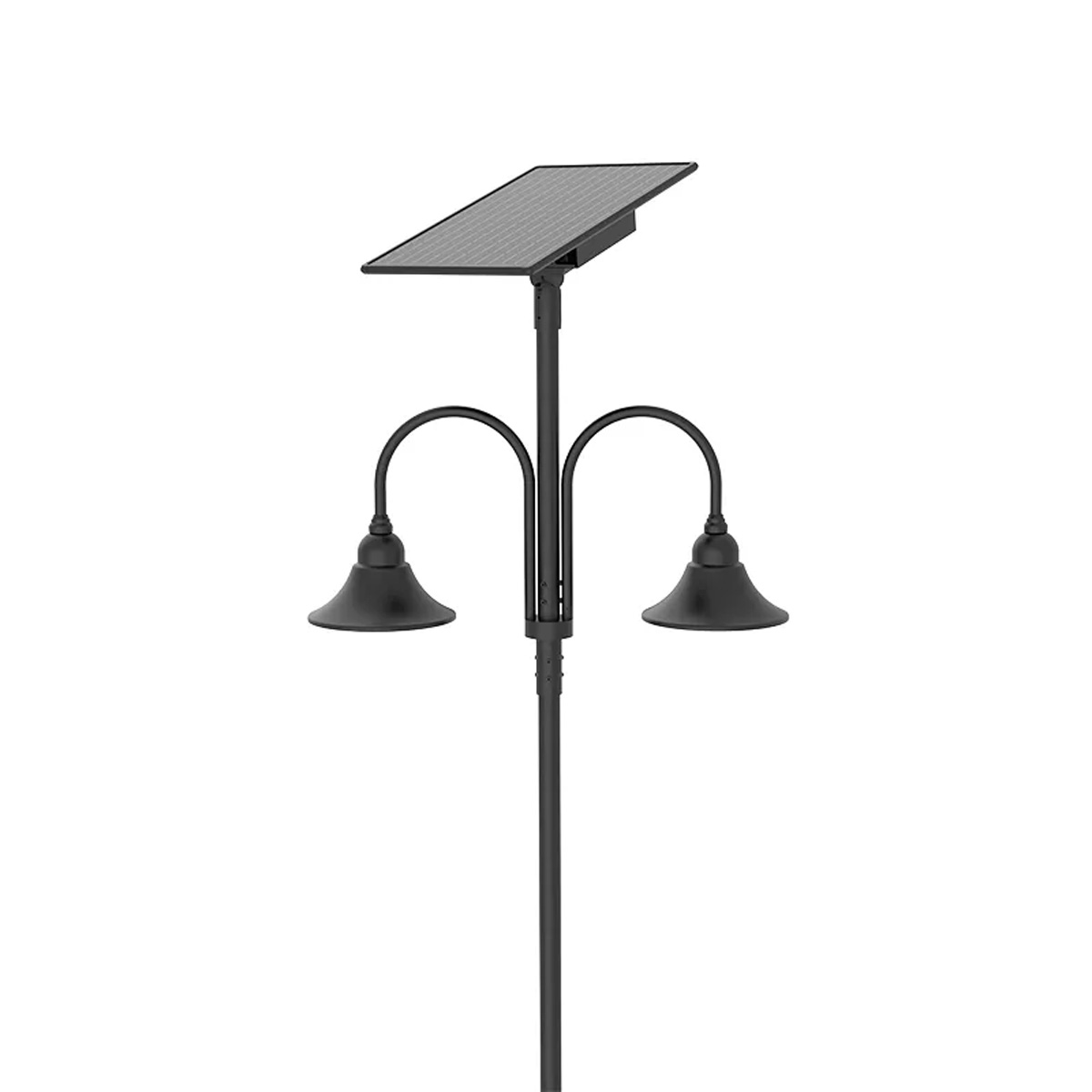 Bronze Bell Solar Post Fixture - 50W Dual Head LED