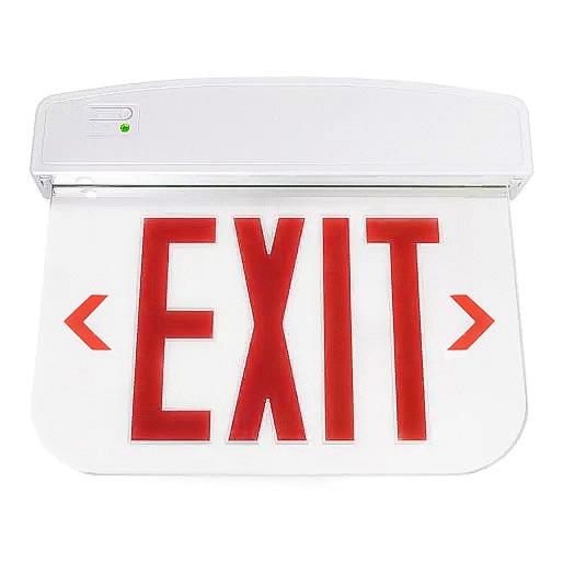 Plastic Edgelit Exit Sign, Clear Panel, Red Letters, Silver