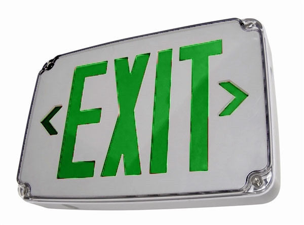 Superior Lighting - LED Outdoor Exit Sign with Battery Backup - Gray w ...