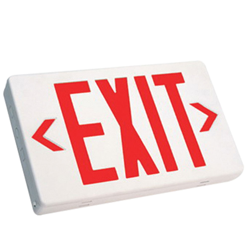 Low-Profile Exit Sign – White, Red Letters, Battery Backup