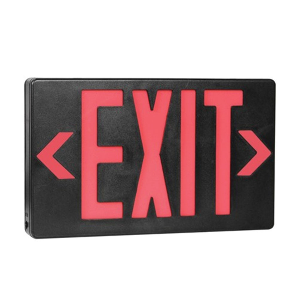 Compact LED Exit Sign – Black, Red Letters, No Battery