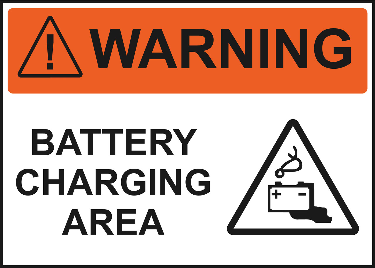 Warning Battery Charging Area Sign