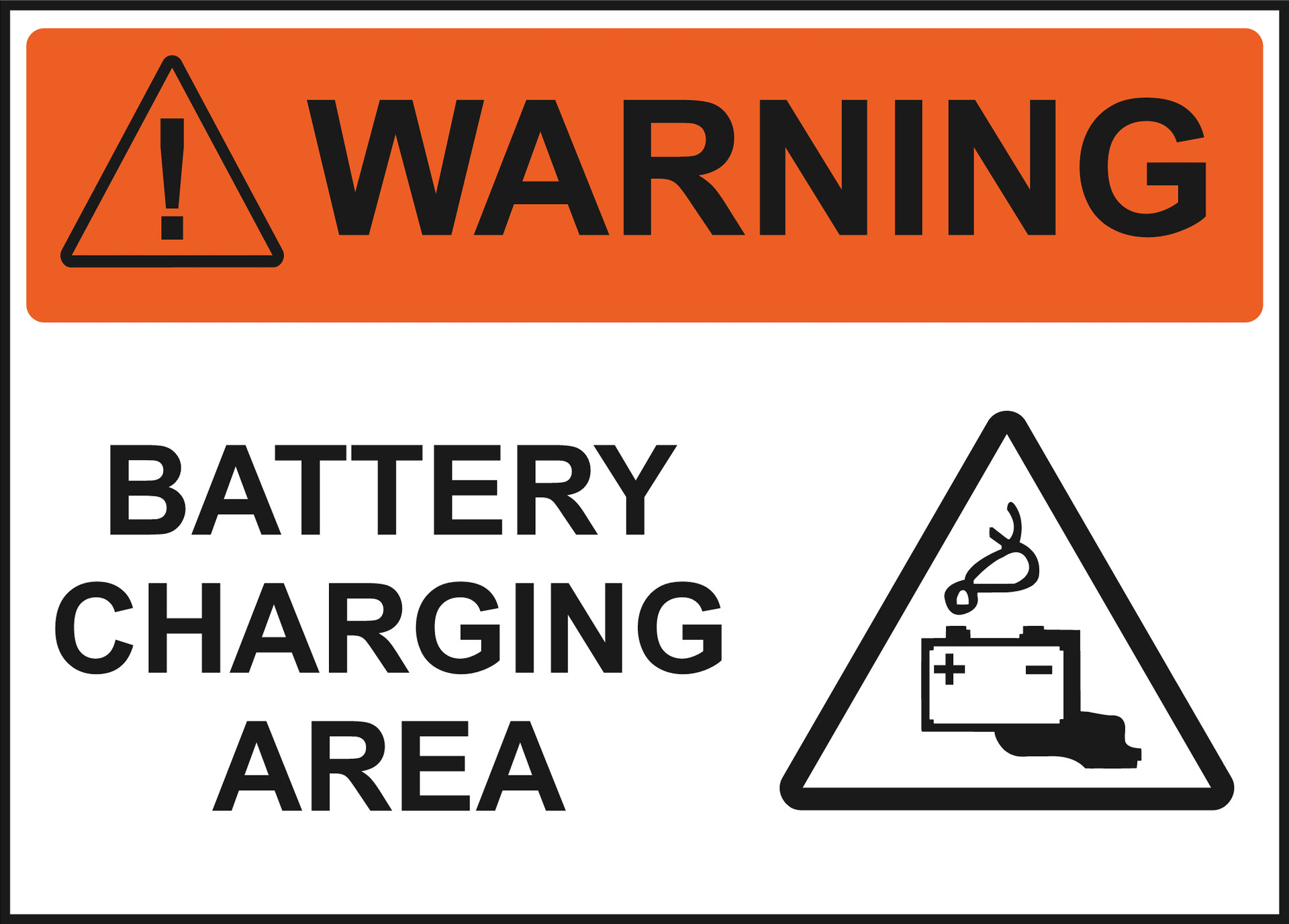 Warning Battery Charging Area Sign