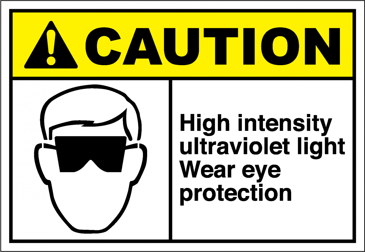 Caution Sign - high intensity ultraviolet light wear eye