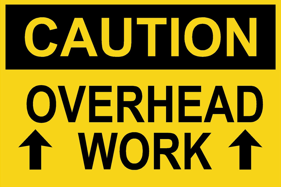 Caution overhead Work Sign