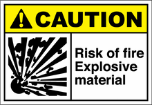 Caution Sign risk of fire explosive material - SafetyKore