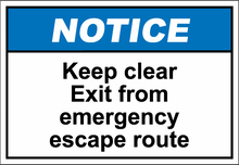 notiH086 - keep clear exit from emergency escape