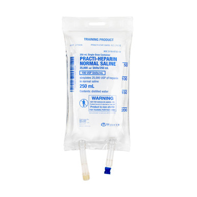 Anatomy Lab Practi-Heparin Normal Saline 250 mL I.V. Bag, Simulated ...