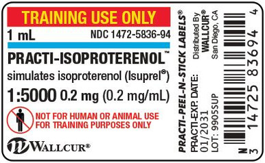Anatomy Lab Practi-Isoproterenol (0.2 mg/mL) 1 mL Practi-Ampules Label ...