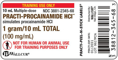 Anatomy Lab Practi-Procainamide HCl (1 g/10 mL) 10 mL Vial Label ...