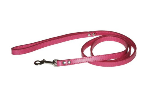 Raspberry Leather Dog Lead - CHIHUAHUA LAND AND MORE