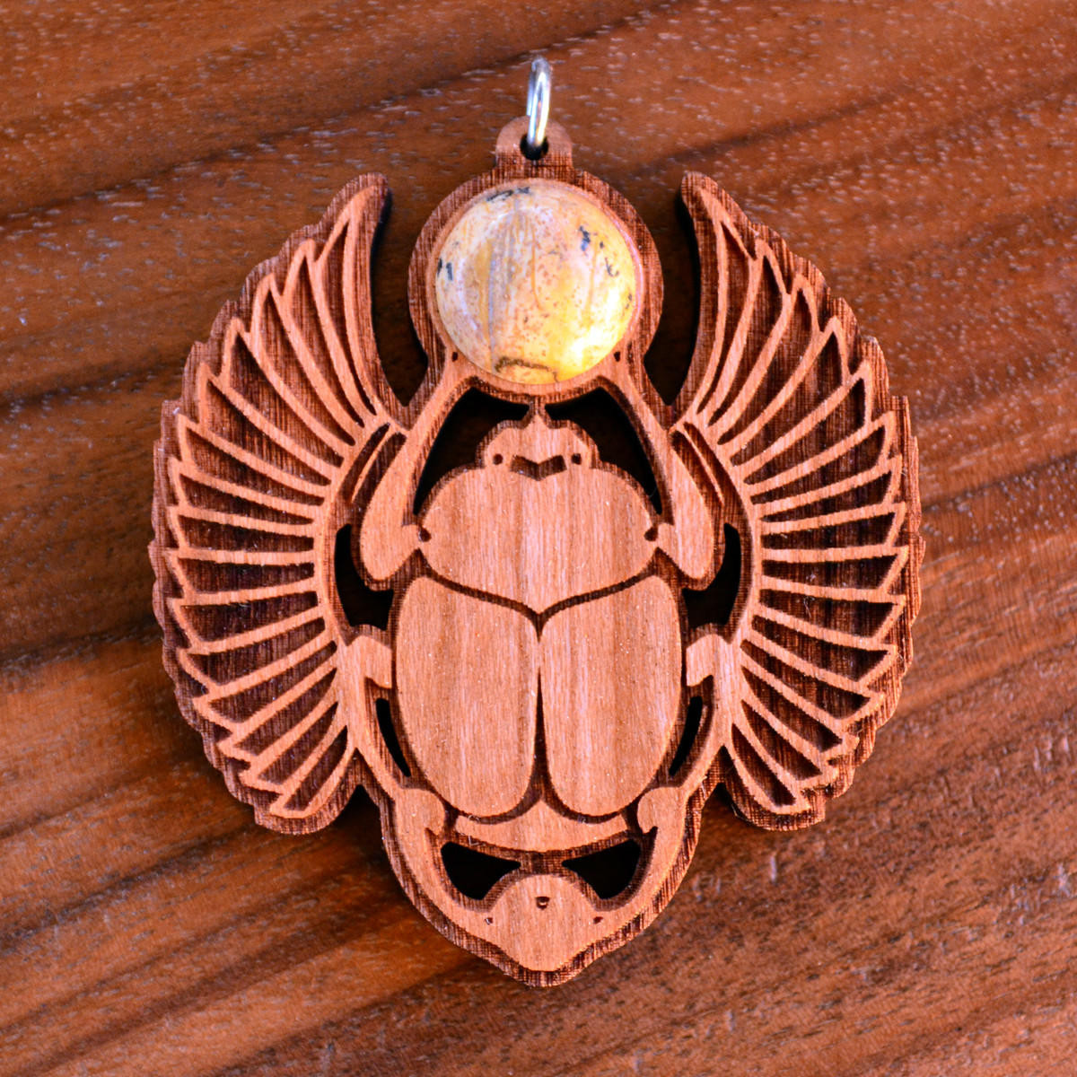 Sacred Scarab Hardwood Pendant - LaserTrees
