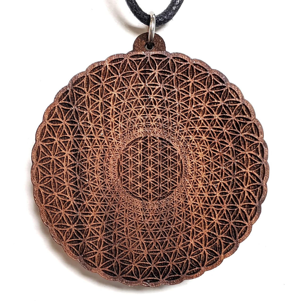 Flower of Life Phi Vortex Hardwood Pendant - LaserTrees