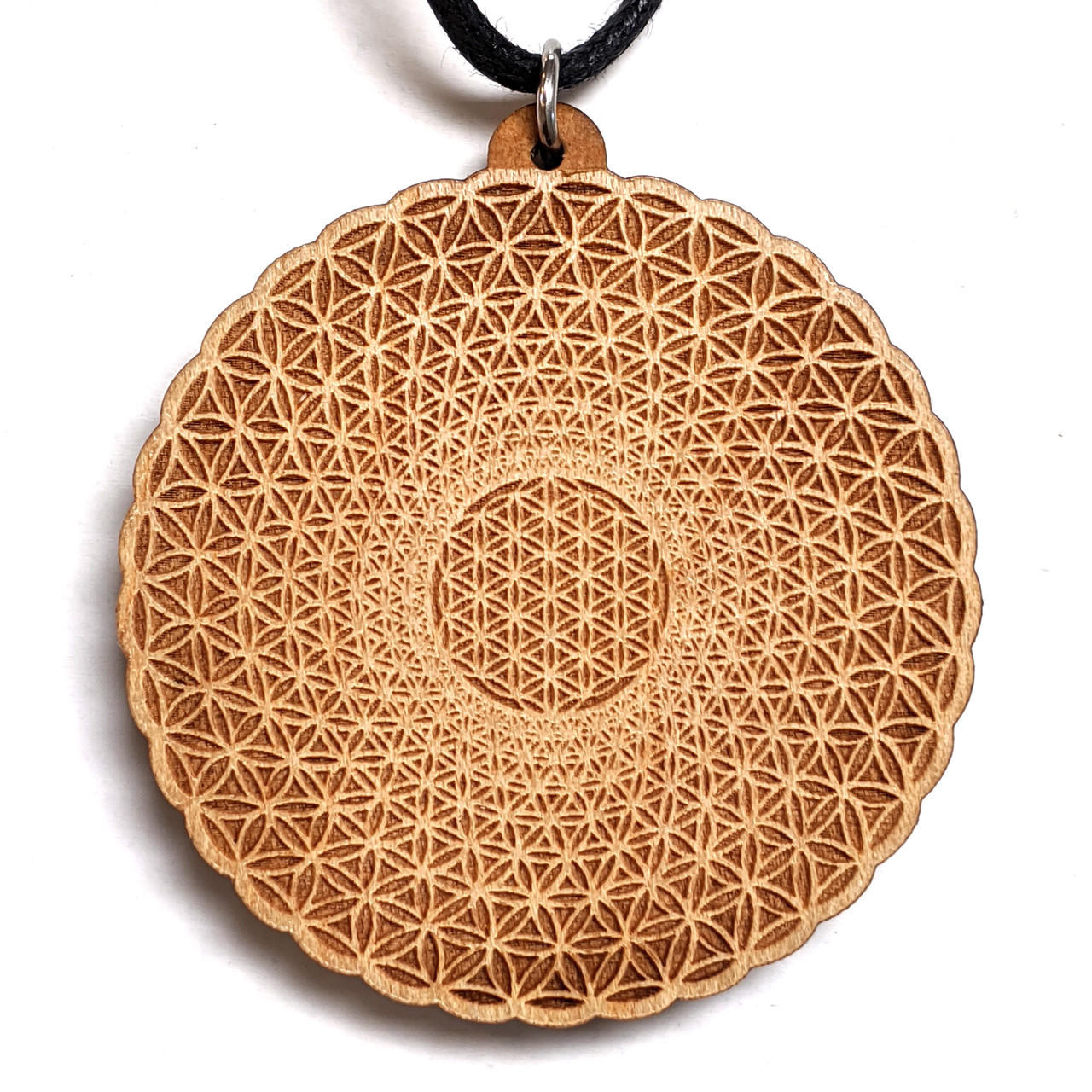 Flower of Life Phi Vortex Hardwood Pendant - LaserTrees