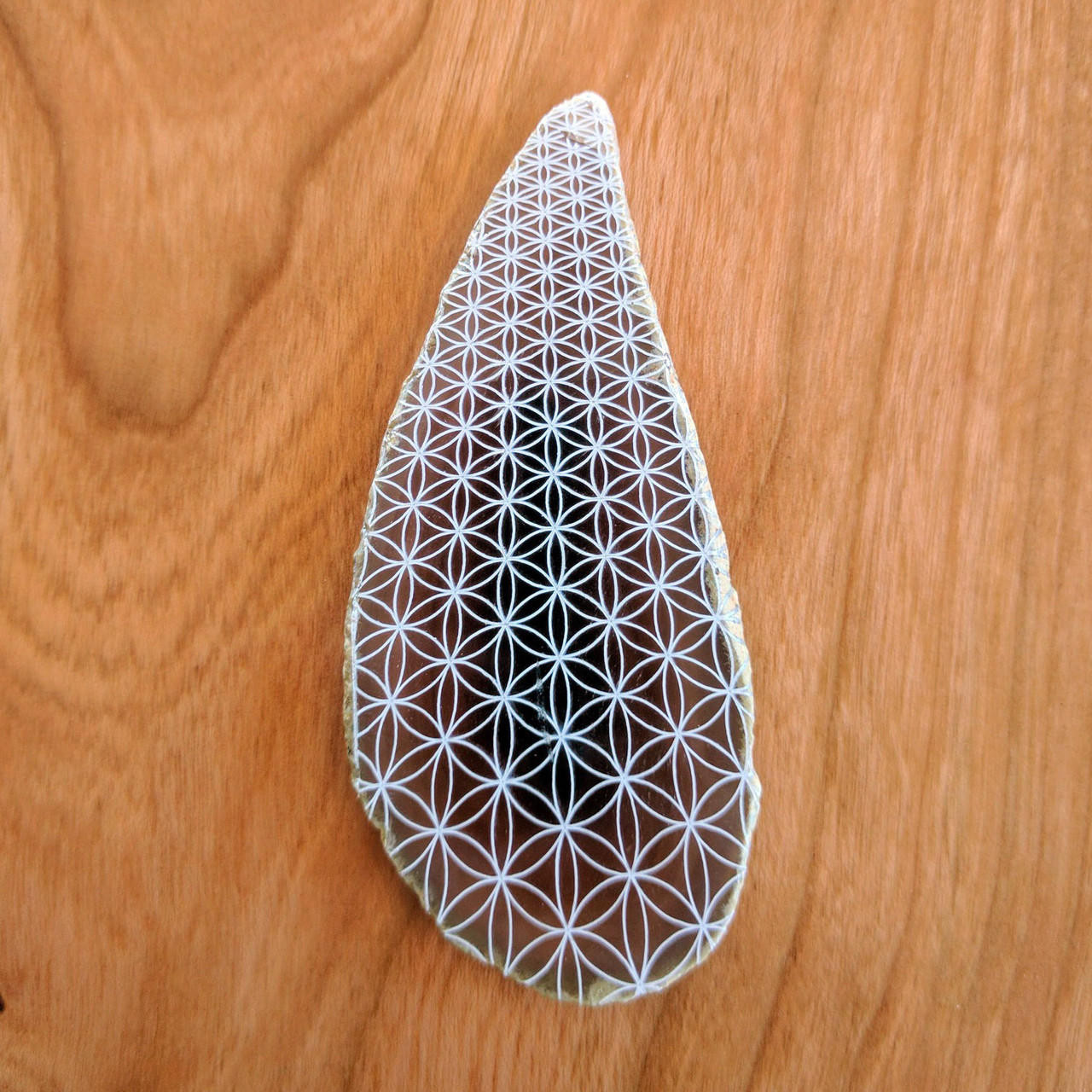 Flower of Life Perspective Linework - Laser Engraved Agate - LaserTrees