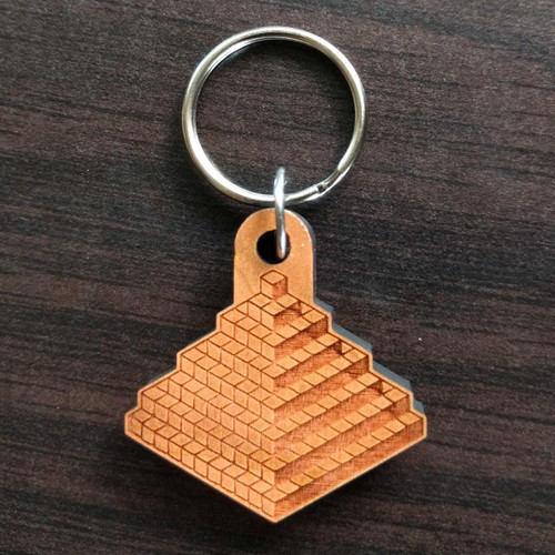 Cube Pyramid Hardwood Keychain - LaserTrees