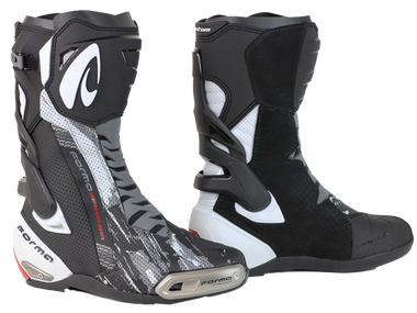 Forma Phantom Flow Motorcycle Boots | Black/White: MOTO-D Racing