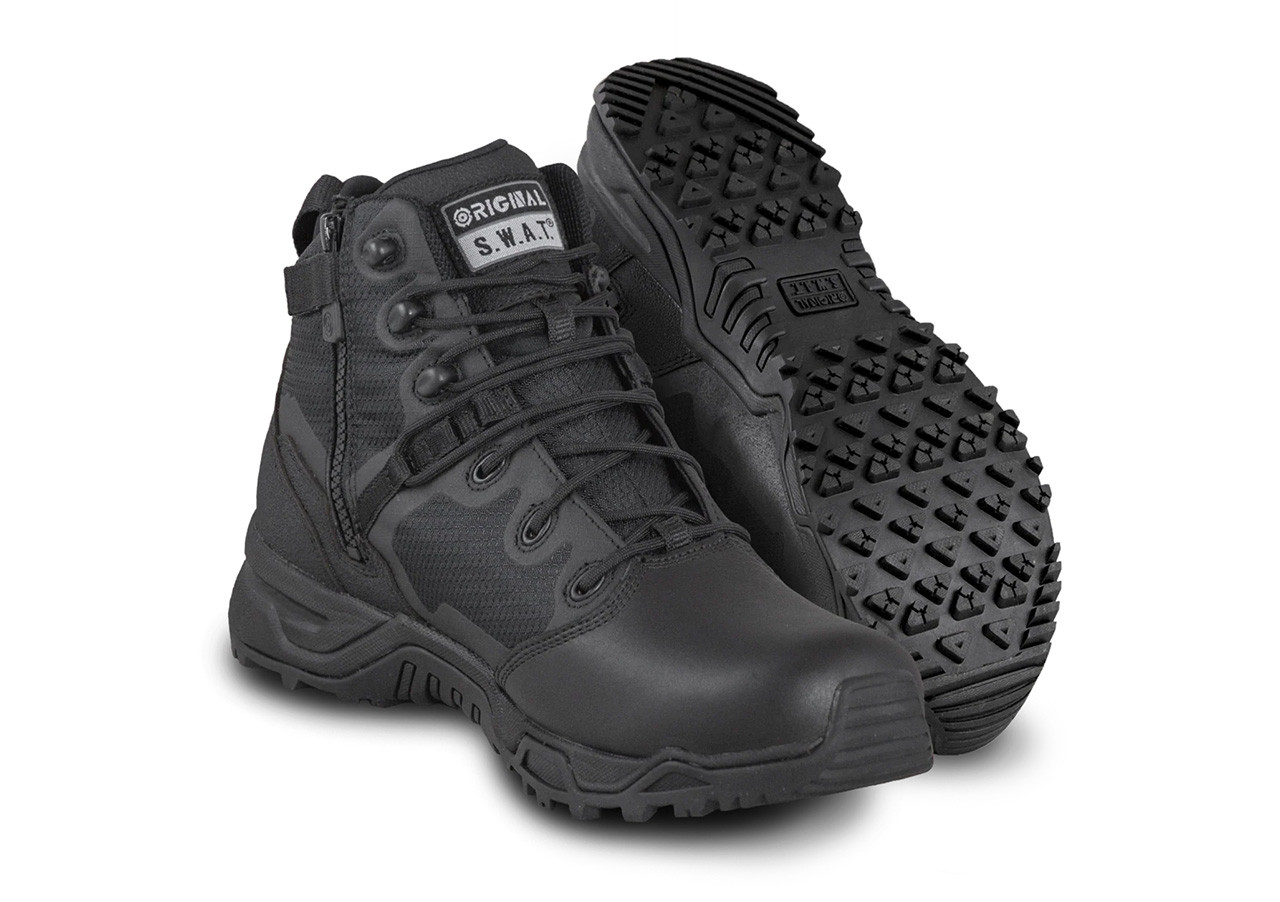 Alpha 6" Side Zip Waterproof Polishable Toe Boot, Black