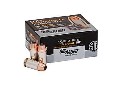 Ammo, 45ACP, 185Gr, Elite V-Crown, JHP, Box/20