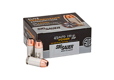 Ammo, 45ACP, 230Gr, Elite V-Crown, JHP, Box/20
