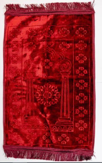Soft Red Prayer Rug Red with Floral Pattern