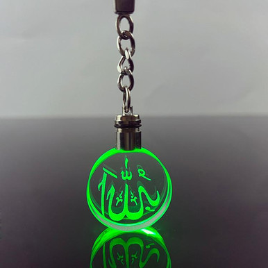 LED-Light Crystal Allah Keychain - Large Islamic Art Keychain, Perfect ...