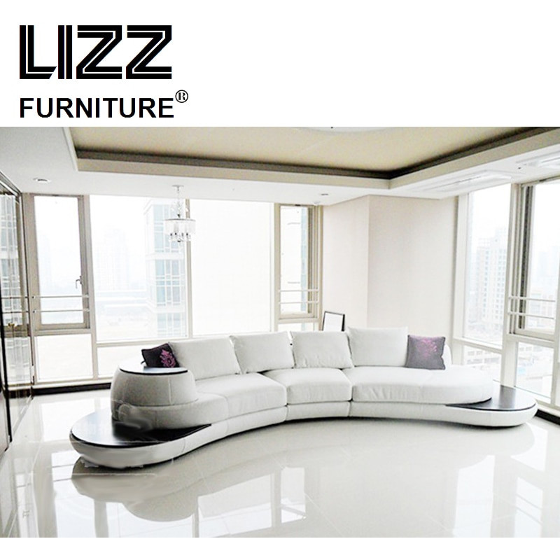 Leather Furniture Arc C Shape Sectional Sofa Set For Living Room Modern ...