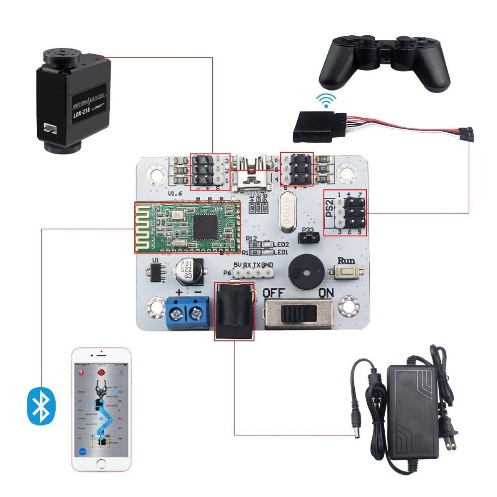 Industrial 6 DOF Robot Arduino Arm Unassembled with PS2 Handle ...
