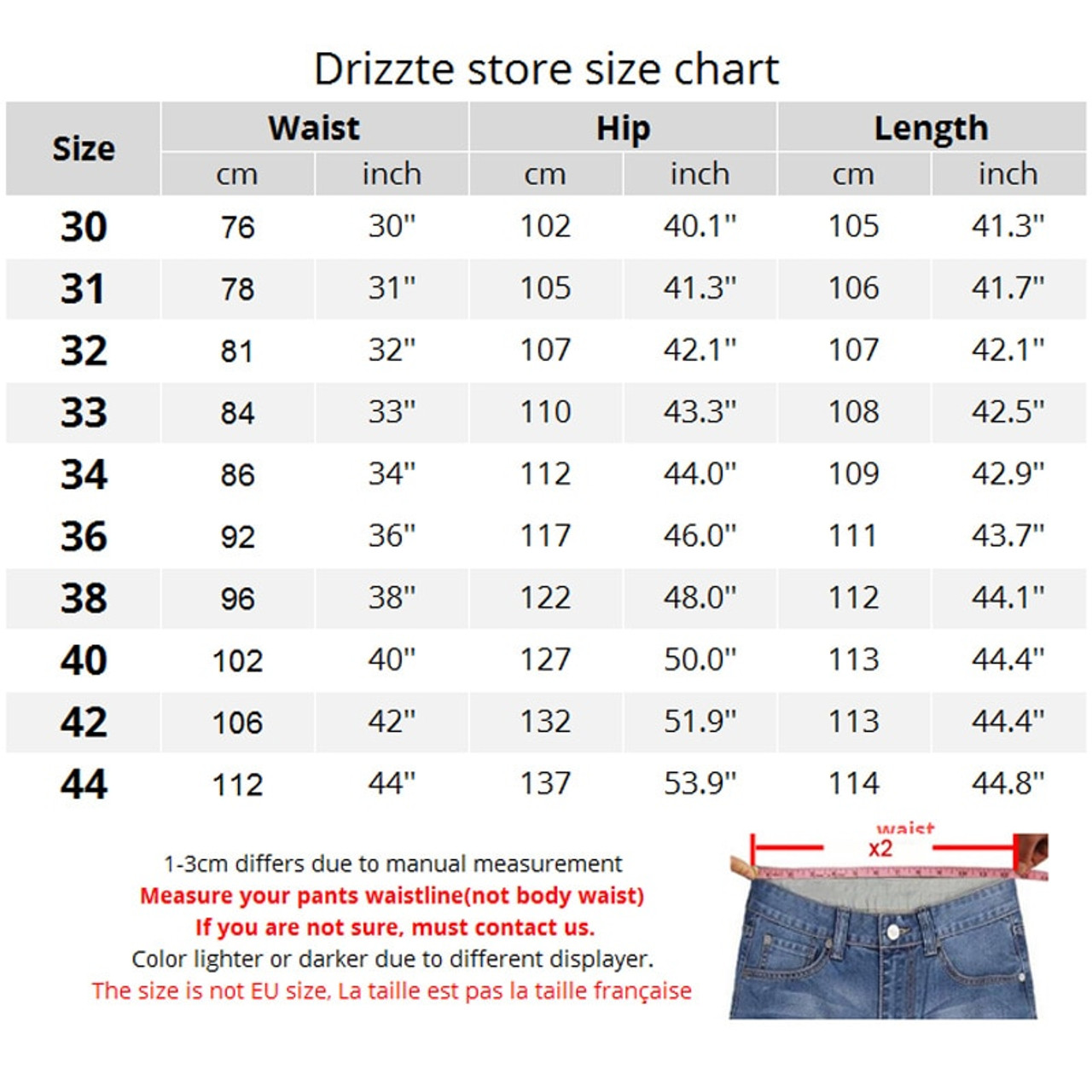 Buy Eu Size 36 To Us Pants In Stock