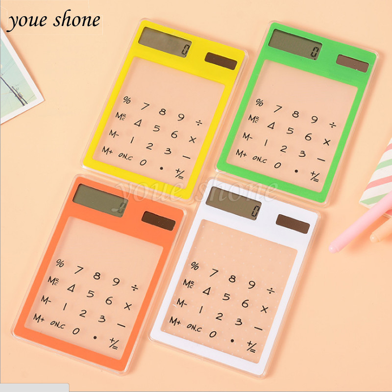 LCD 8 Digit Touch Screen Solar Mini Calculator Transparent ...