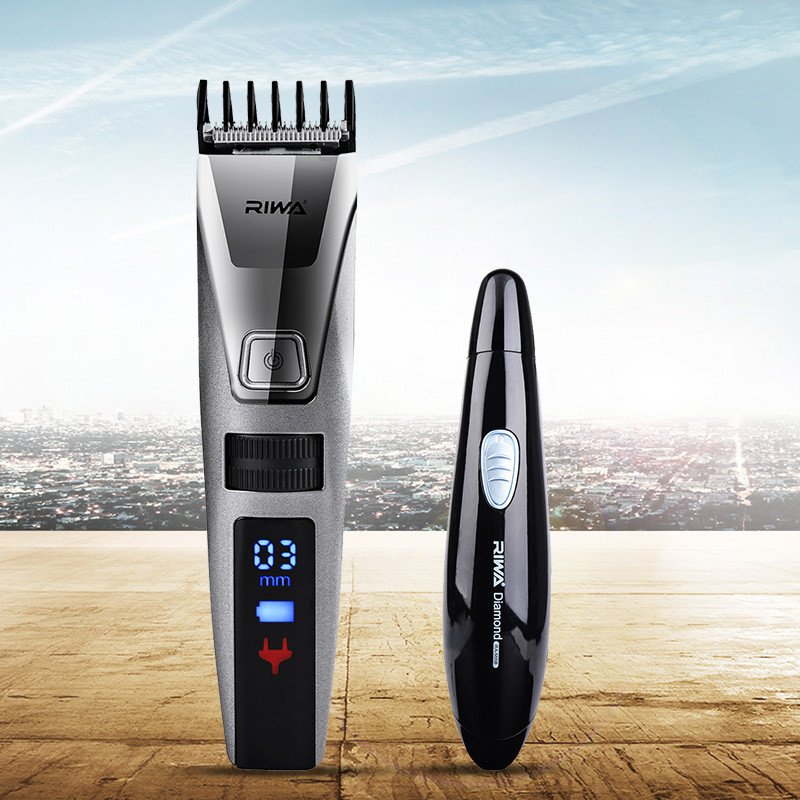 RIWA 100-240V Electric Hair Clipper Rechargeable Hair Trimmer LCD ...