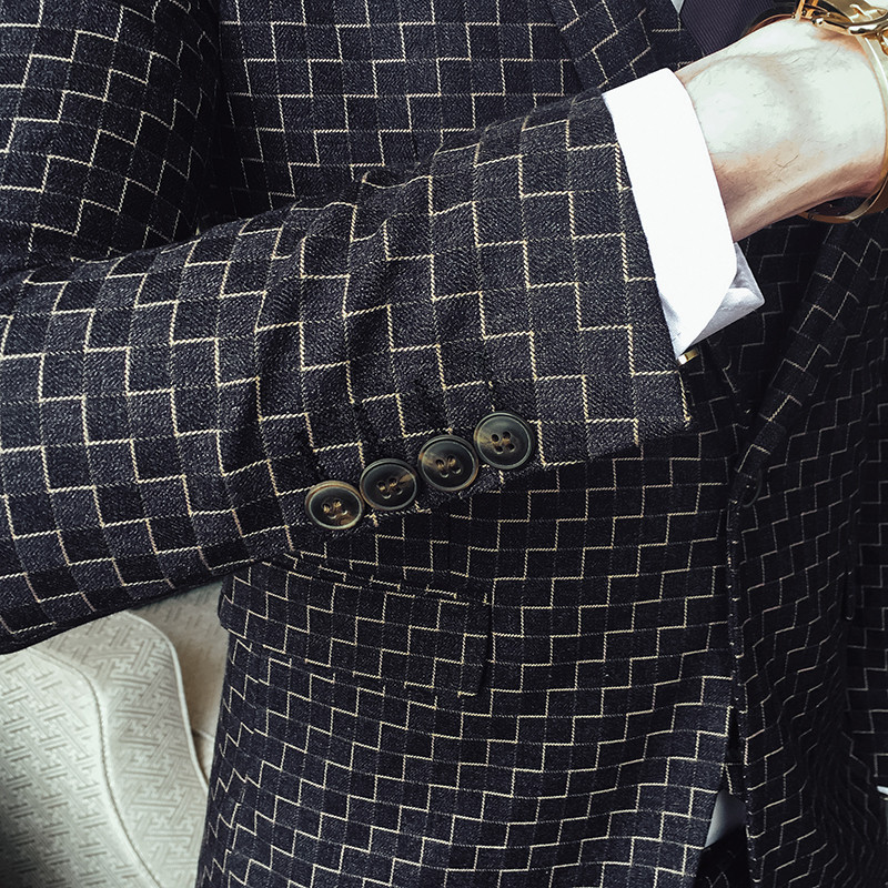 Check Suits For Men 3 Piece Wedding Suits For Men Costume Slim Fit Suit ...