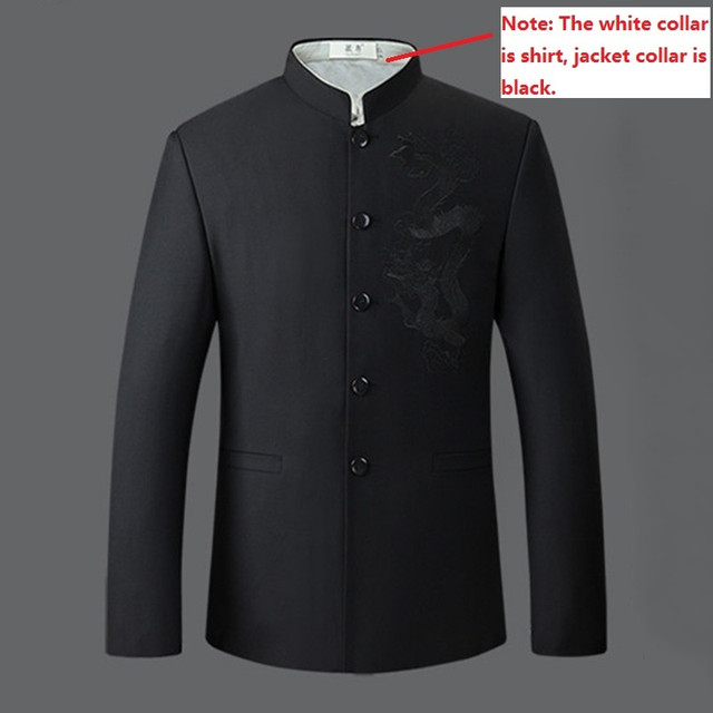 Dragon Embroidery Men Chinese Style Suit Jacket Mandarin Collar New ...