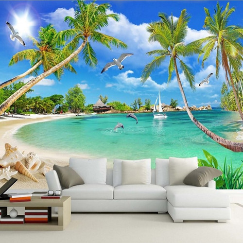 YOUMAN Custom 3d Photo Wallpaper Wall Murals 3D Wallpaper Summer Beach ...