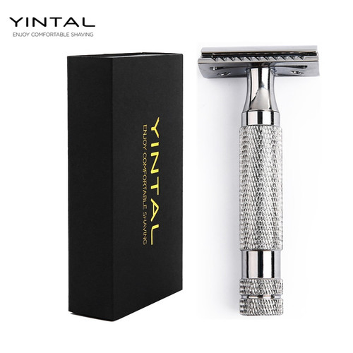 YINTAL Double Edge Razor Men Shaving Sliver Copper Alloy Non-slip ...