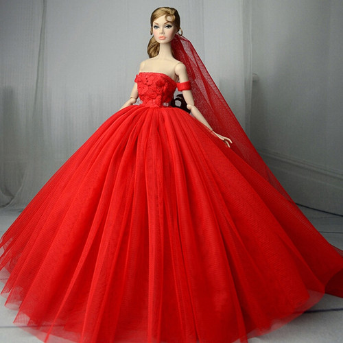 Wedding Dress For Girl Doll Princess Evening Party Clothes Wears Long ...