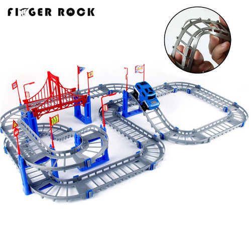 Magical 5.5cm Railway Road Track Car Toys DIY Electric Flash Light Car ...