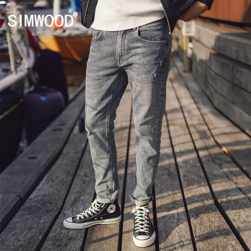 SIMWOOD Jeans Men New Fashion Casual gloria jeans Slim Straight Male ...
