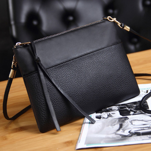 Coofit Women's Clutch Bag Simple Black Leather Crossbody Bags Enveloped ...