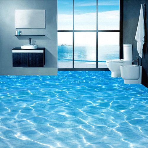 Custom 3D Floor Murals Wallpaper Sea Water Surface Ripple Photo ...