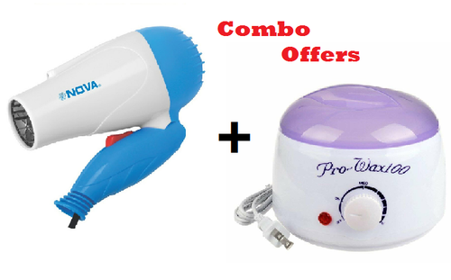 Nova Professional Hair Dryer Foldable 1000 watt + PRO-WAX 100 Hot Wax ...