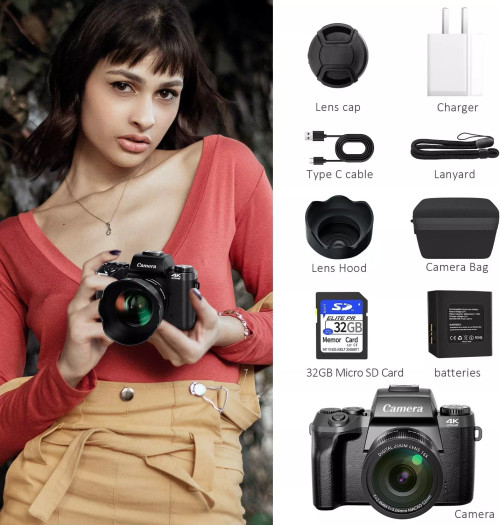 Saneen W05 Digital Camera 4K For Photography & Video 64MP WiFi Touch ...