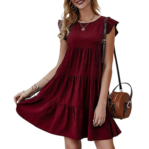 Womens Flowy Dress with Cap Sleeves - Onshopdeals