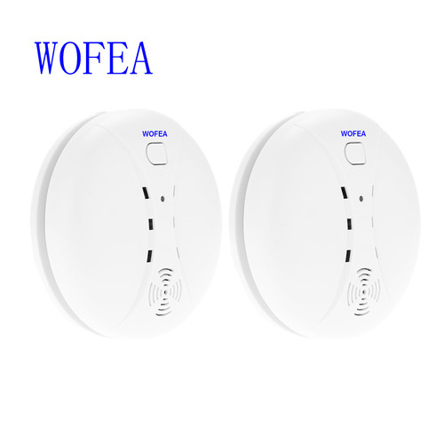 WOFEA 2 Pieces Wireless Smoke Detector smoke Sensor for fire home ...