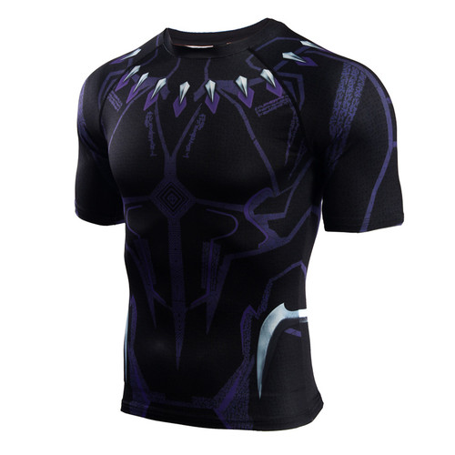 Raglan Sleeve Black Panther Compression Shirts 3D Printed T shirts Men ...