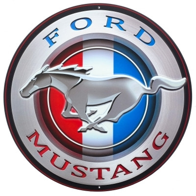 Mustang Round Embossed Tin Sign - StangStuff
