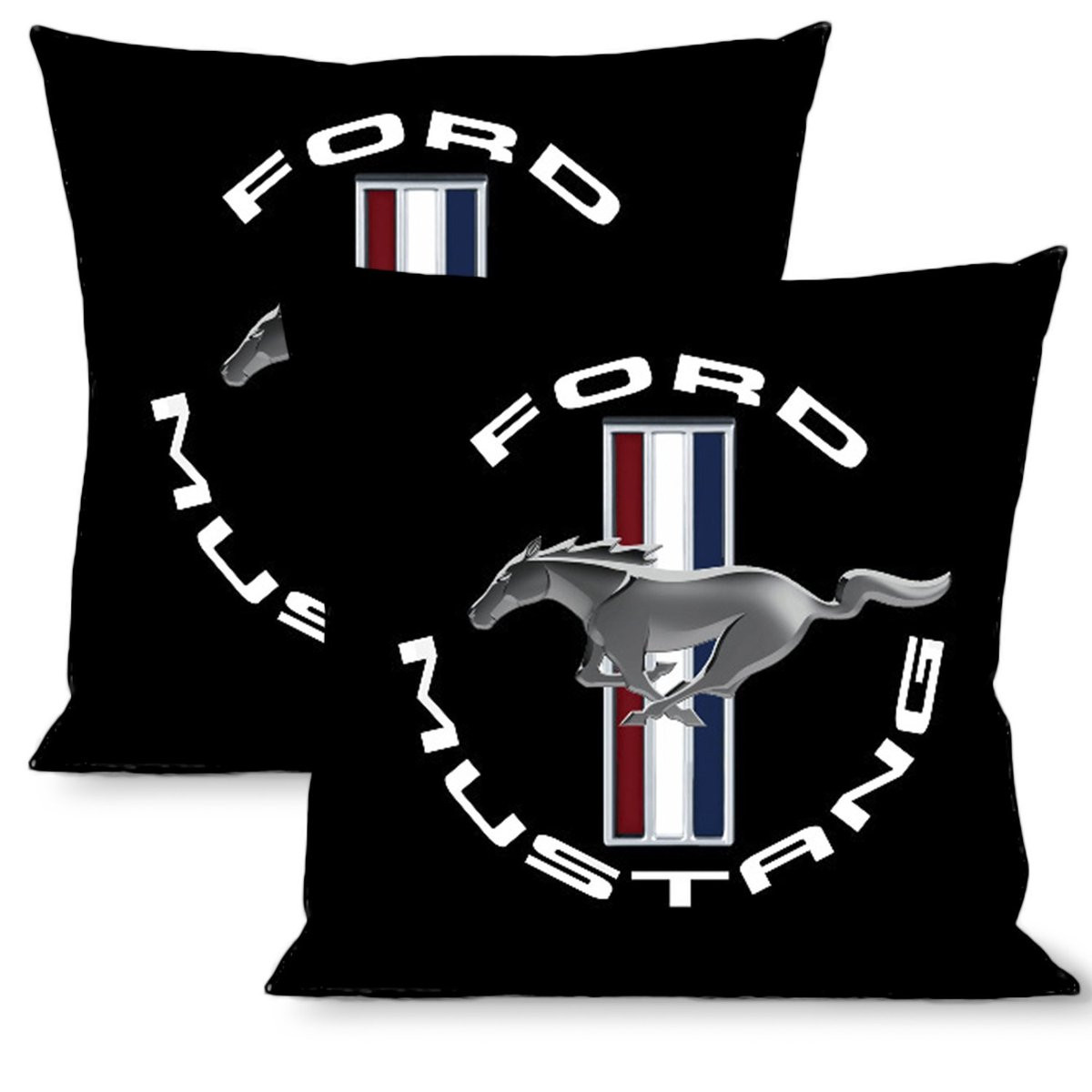 Pillow - Throw - Mustang Tri-Bar Logo with Text - StangStuff