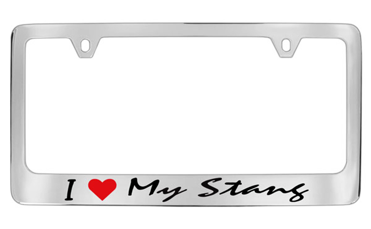 I (Red Heart) My Stang Chrome License Plate Frame - StangStuff