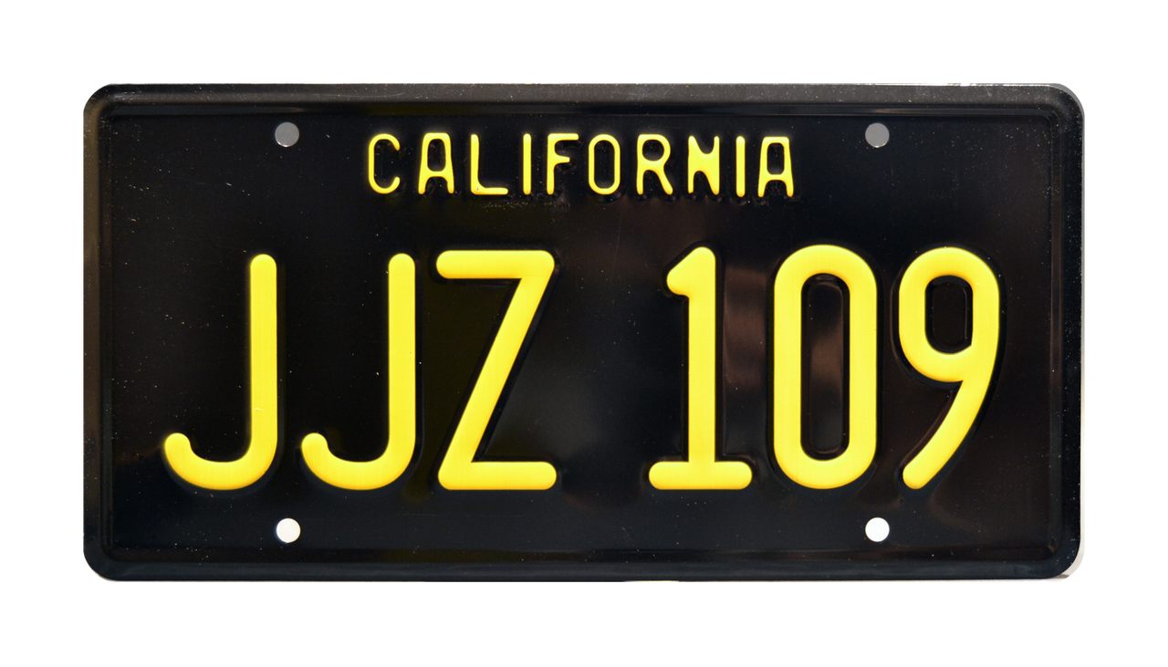 License Plate BULLITT JJZ 109 CA Black Yellow StangStuff license-plate-bullitt-jjz-109-ca-black-yellow-stangstuff