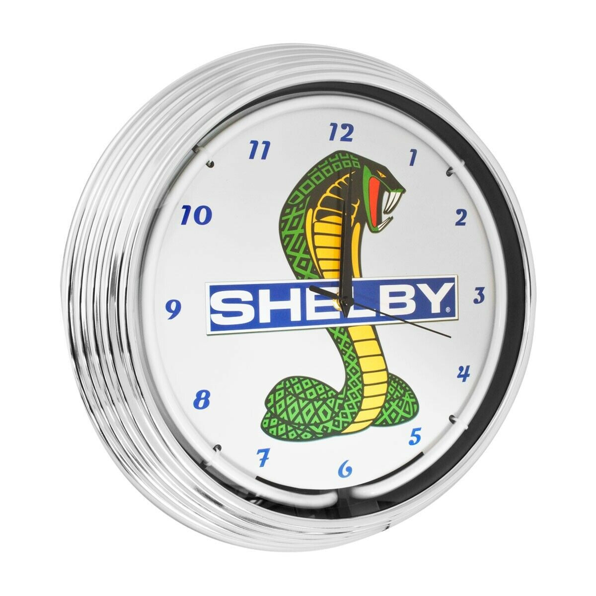 Neon Clock - Shelby Cobra Mustang Blue Neon 8SHLBY - StangStuff